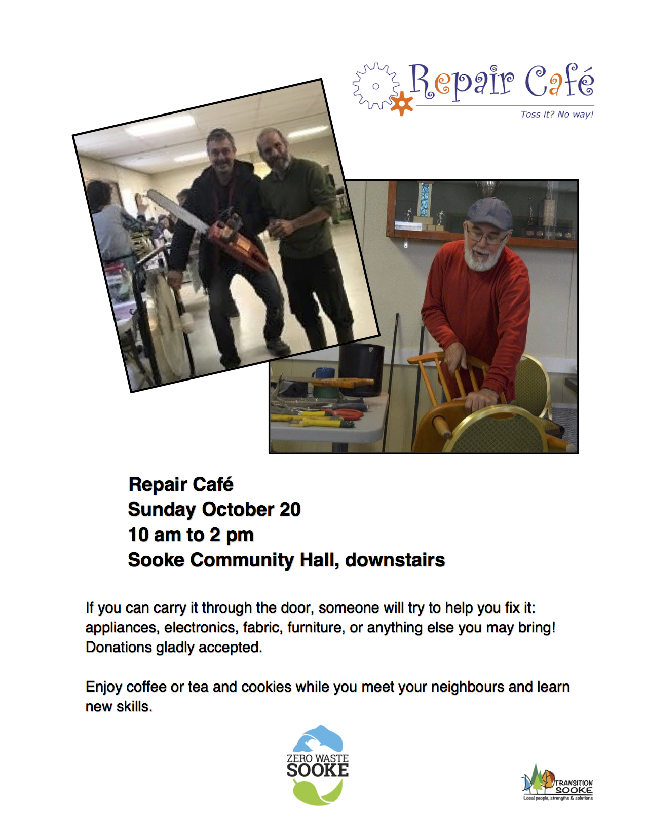 Repair Café – Oct 20, 2019 | Community, Resilience, Climate